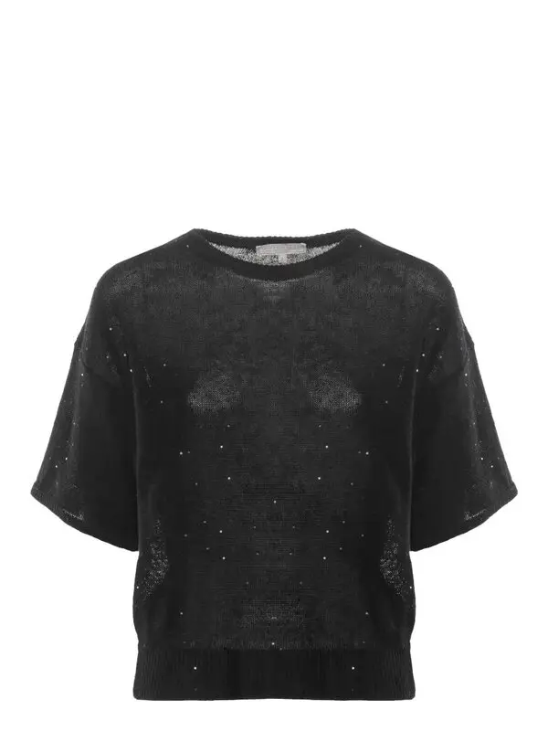 Antonelli Firenze Sequin Embellished Knit T-shirt - Black
