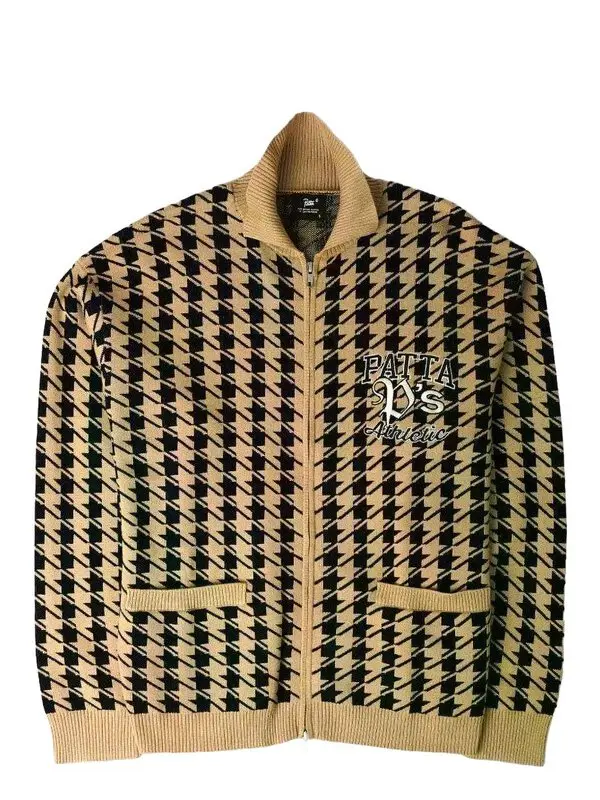 PATTA Houndstooth Zip-up Cardigan - Neutrals