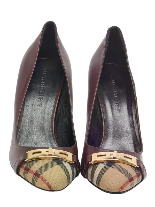 Burberry Nova Check Cap-toe Pumps - Red