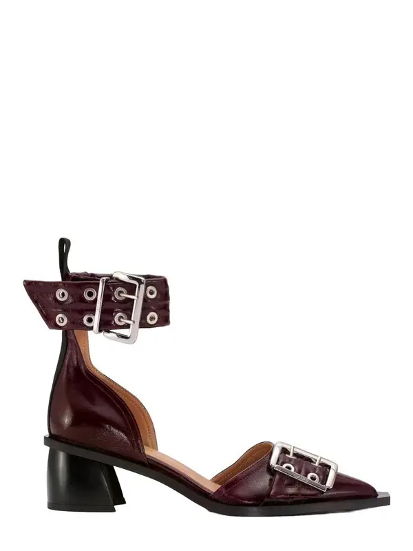 GANNI 50mm Chunky Buckled Pumps - Red