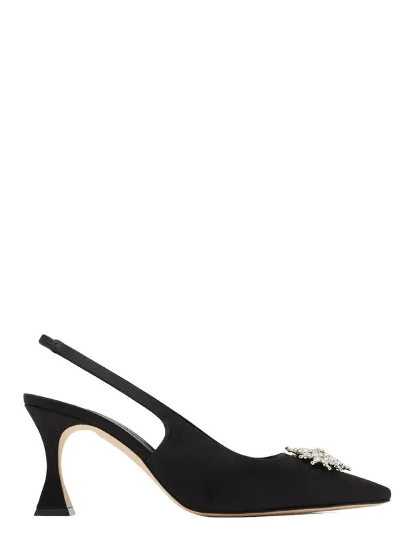 Manolo Blahnik Crystal-embellished Slingback Pumps - Black
