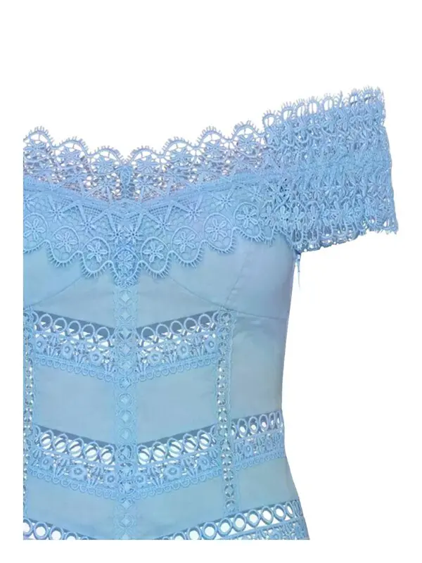 Charo Ruiz Ibiza Lace Trim Off-the-shoulder Top - Blue