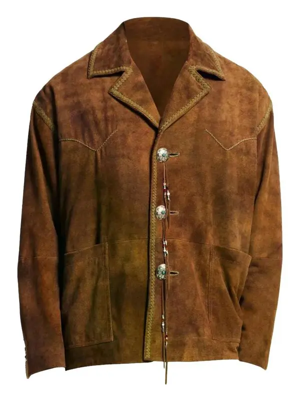 BAZISZT Baziiszt Suede Whipstitch-trim Jacket - Brown