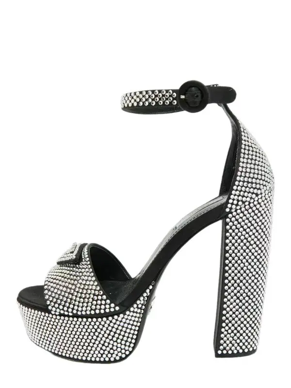 Prada Embellished Platform Sandals - Silver