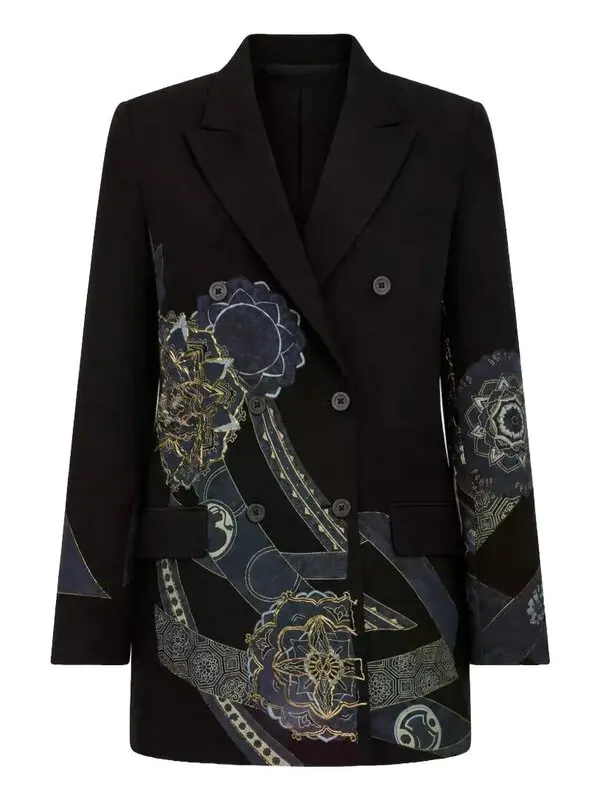 IBRIGU Double-breasted Patchwork Jacket - Black