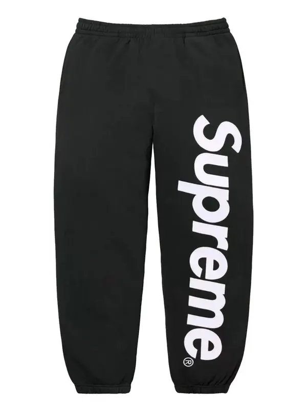 Supreme Satin-appliqué Cotton Track Pants - Black