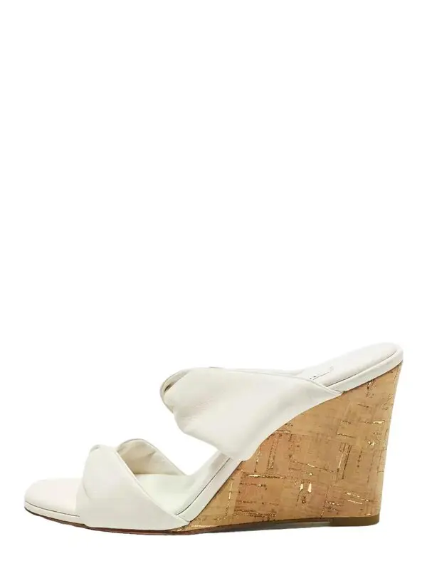 AQUAZZURA Leather Twist Detail Wedge Sandals - White