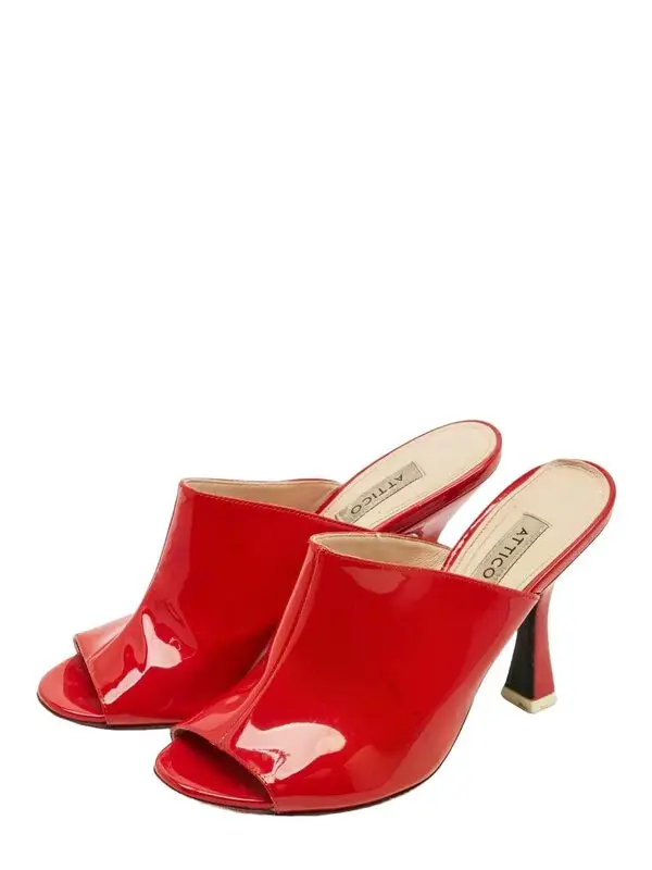 Attico Leather Heeled Sandals - Red