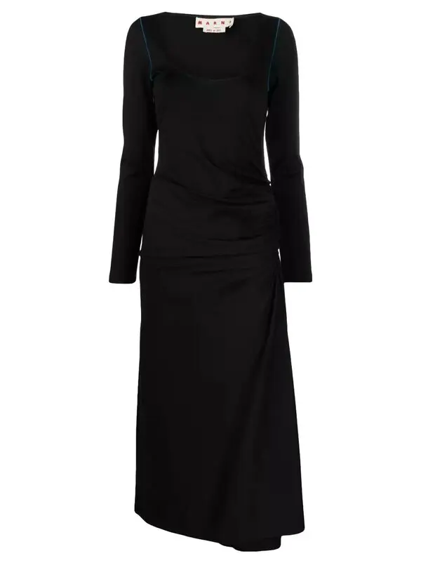 Marni Long-sleeved Midi Dress - Black