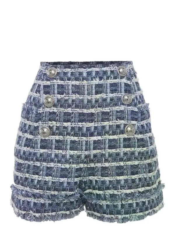 Balmain Tweed Shorts - Blue