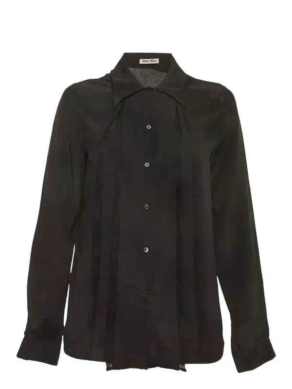 Miu Miu Silk Lace Trim Shirt - Black
