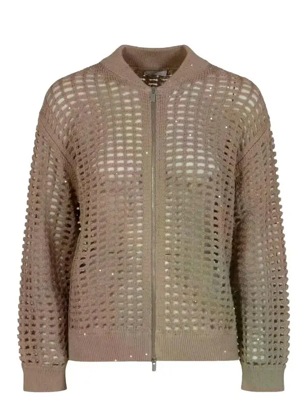 Peserico Open-knit Zip-up Cardigan - Neutrals