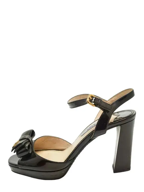 Prada Patent Leather Heeled Sandals - Black