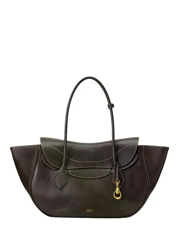 Polo Ralph Lauren Contrast Stitch Leather Tote Bag - Brown