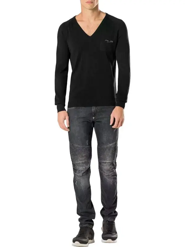 Philipp Plein V-neck Pocket Pullover - Black