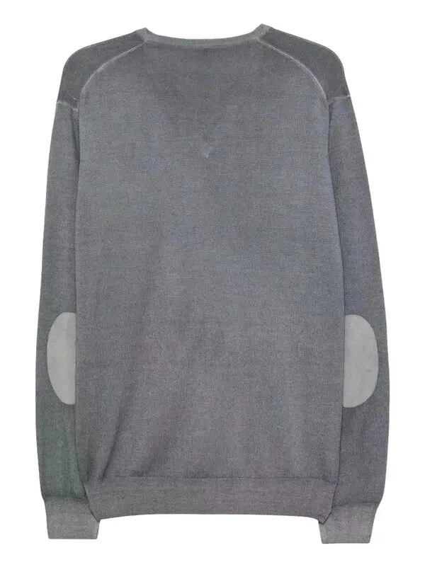 GRAN SASSO V-neck Wool Sweater With Elbow Patches - Grey