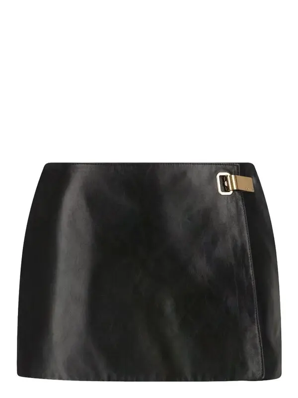 Balenciaga Leather Hook-fastening Skirt - Black