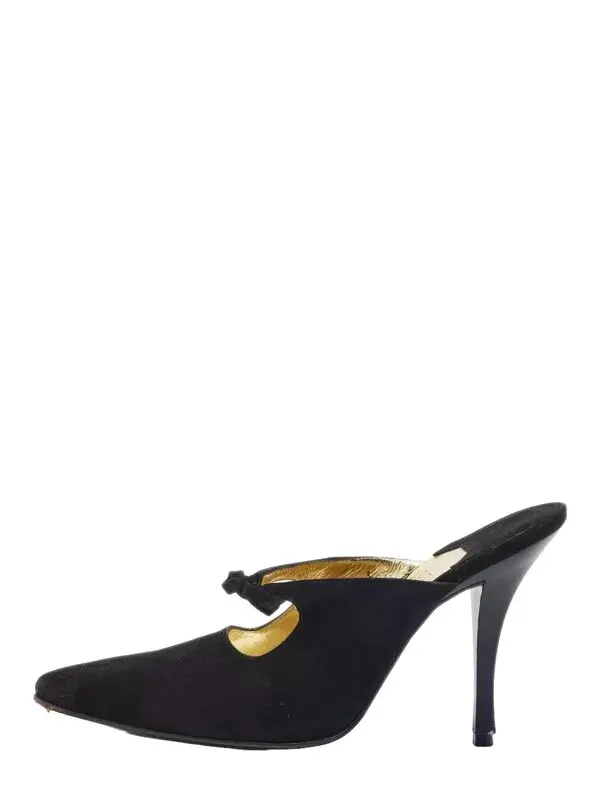 FERRAGAMO Bow Detail Heeled Pumps - Black