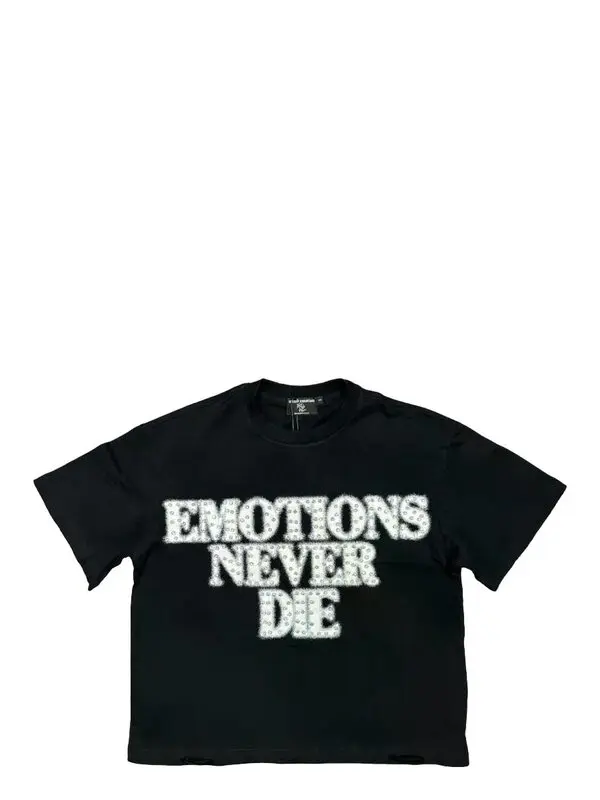 Mixed Emotion End Rhinestone-embellished Cotton T-shirt - Black