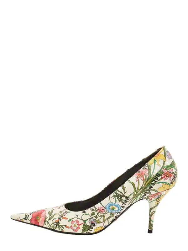 Gucci Balenciaga Floral-print Pointed-toe Pumps - Neutrals