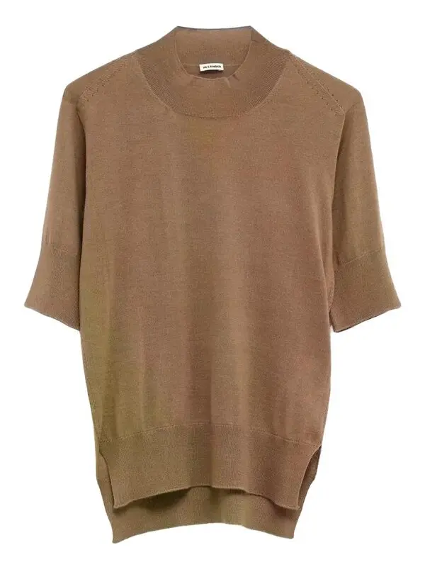 JIL SANDER Knitted Crew Neck T-shirt - Brown
