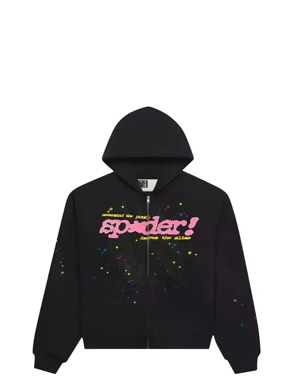 SP5DER Punk V2 Zip-up Hoodie - Black