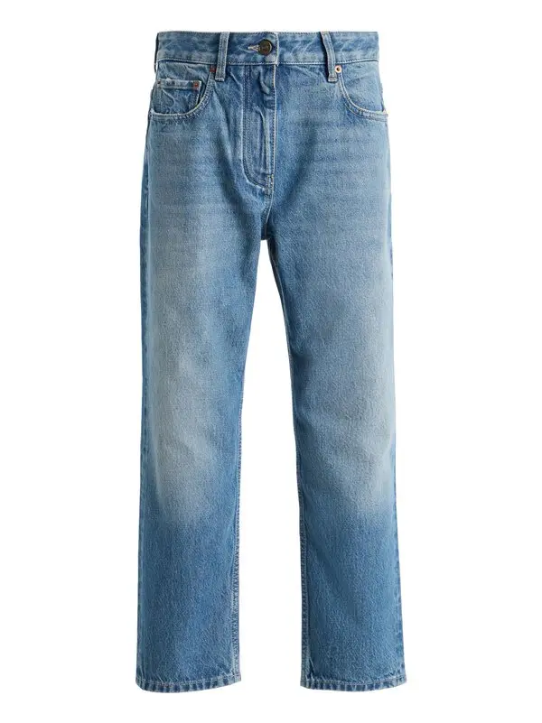 Valentino Garavani Rigid High-rise Straight-leg Cropped Jeans - Blue