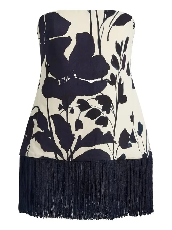 Cara Cara Benita Fringed Floral Print Tube Top - Ivory