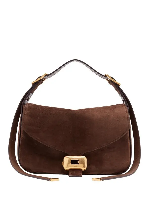 Balenciaga Clicca Medium Suede Shoulder Bag - Brown