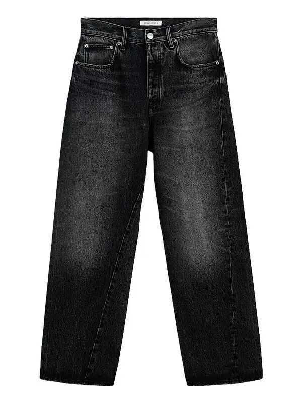 SUNFLOWER Relaxed Fit Wide Leg Jeans - Deep Black Worn