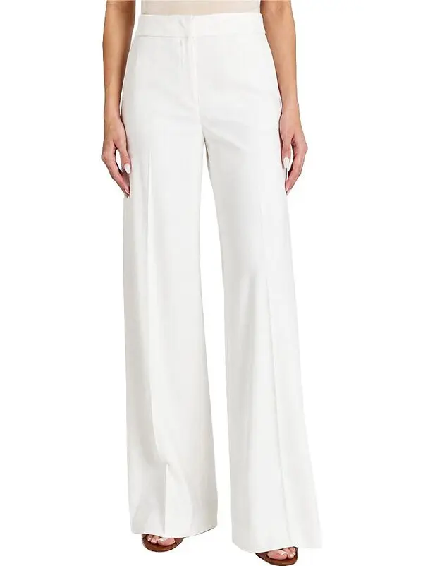 Santorelli Gigi Wide Leg Pant In Cotton Stretch - Ivory