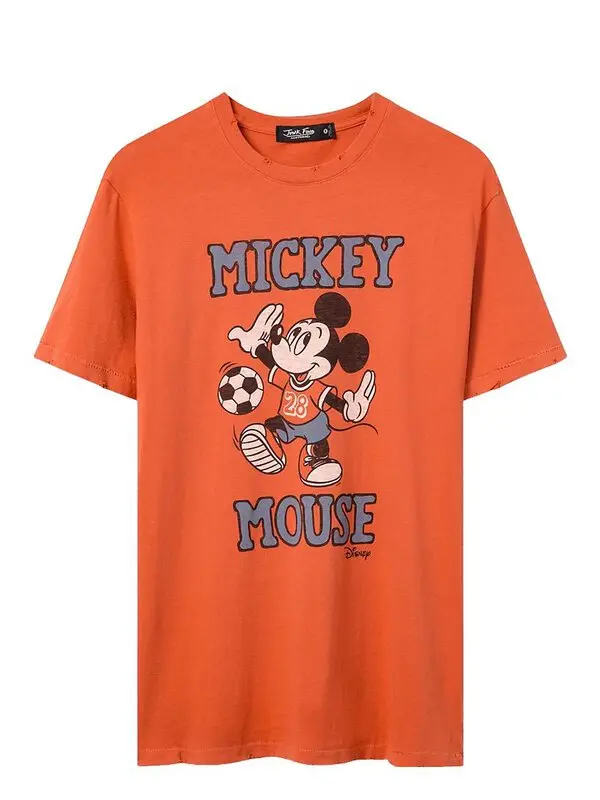 Junk Food Clothing Mickey Mouse Soccer Vintage T-shirt - Washed Red