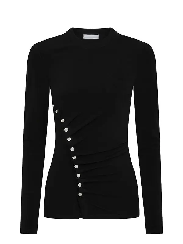 Rabanne Long Sleeve Crewneck Top - Black