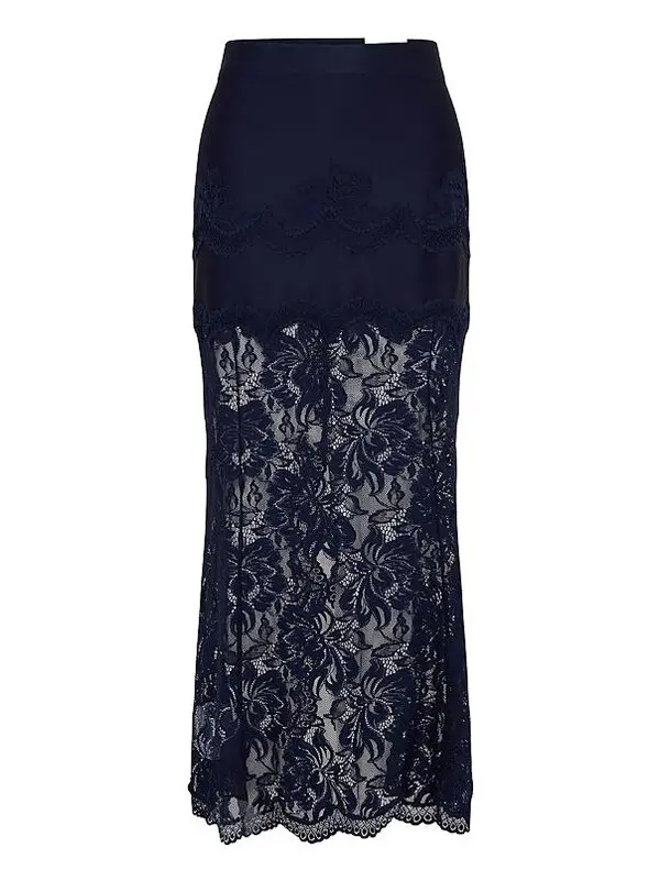 Rabanne Scalloped Lace Maxi Skirt - Deep Navy