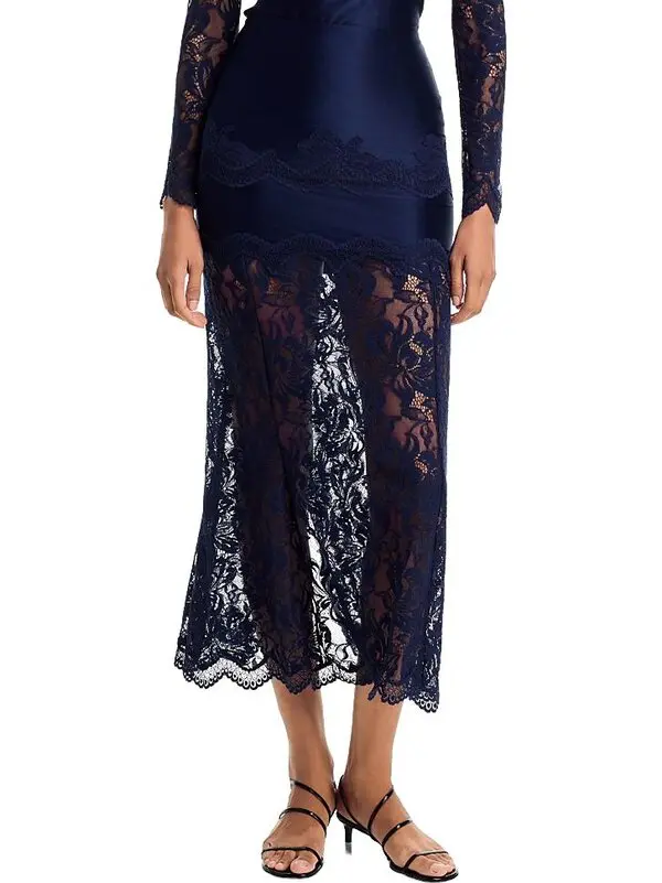 Rabanne Scalloped Lace Maxi Skirt - Deep Navy