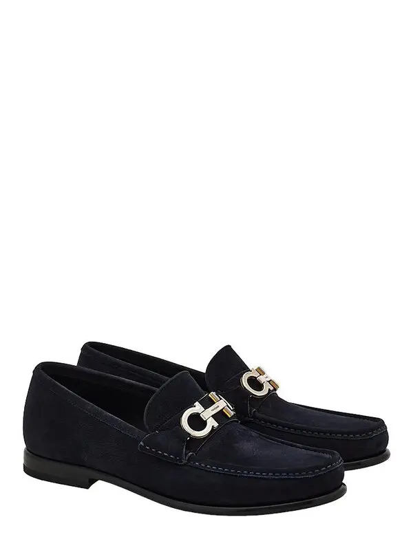 FERRAGAMO Gancini Horsebit Loafers - Navy