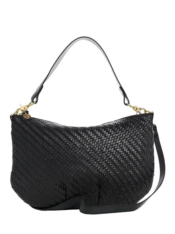 Clare V. Moyen Messenger Woven Leather Crossbody Bag - Black