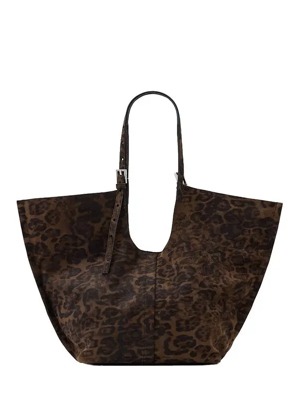 ALLSAINTS Ara Leopard Print Leather East/west Tote - Leopard Brown
