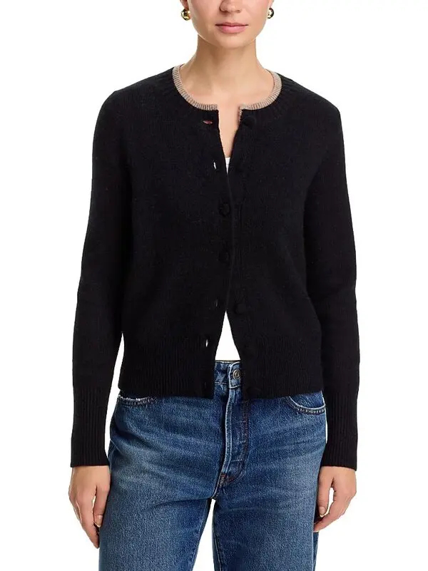 Bloomingdale'S 100% Cashmere Crewneck Cardigan Sweater Exclusive - Black