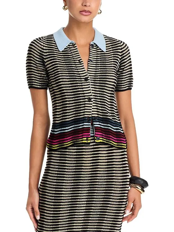 Christopher John Rogers Knit Polo Shirt - Black Multi