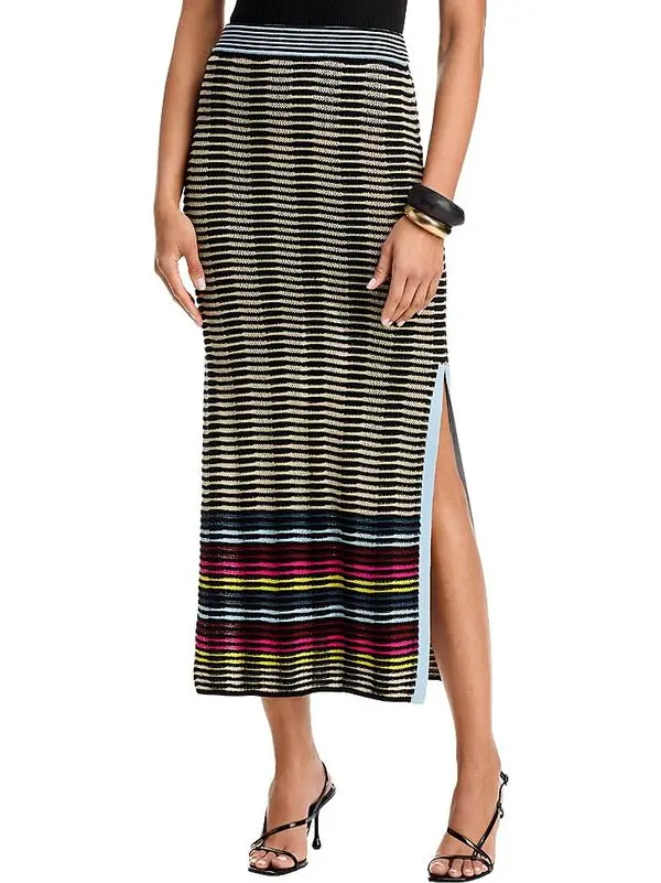 Christopher John Rogers Wave Knit Pencil Skirt - Black Multi