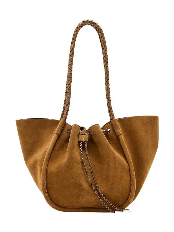 Proenza Schouler Chelsea Large Ruched Suede Tote Bag - Hazelnut