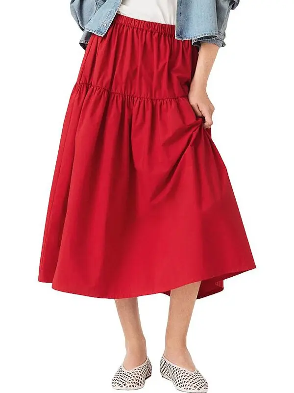 Maje Gathered Maxi Skirt - Red