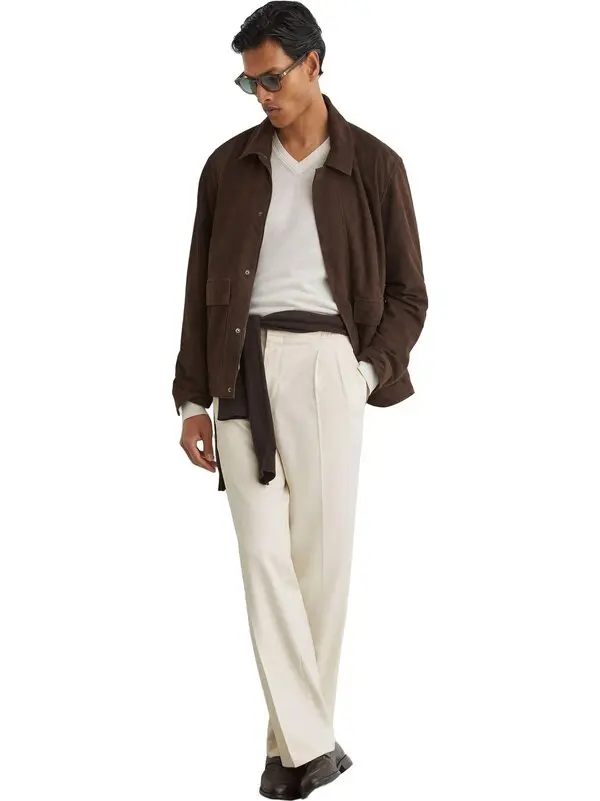 REISS Arden Relaxed Twill Drawstring Trousers - Ecru