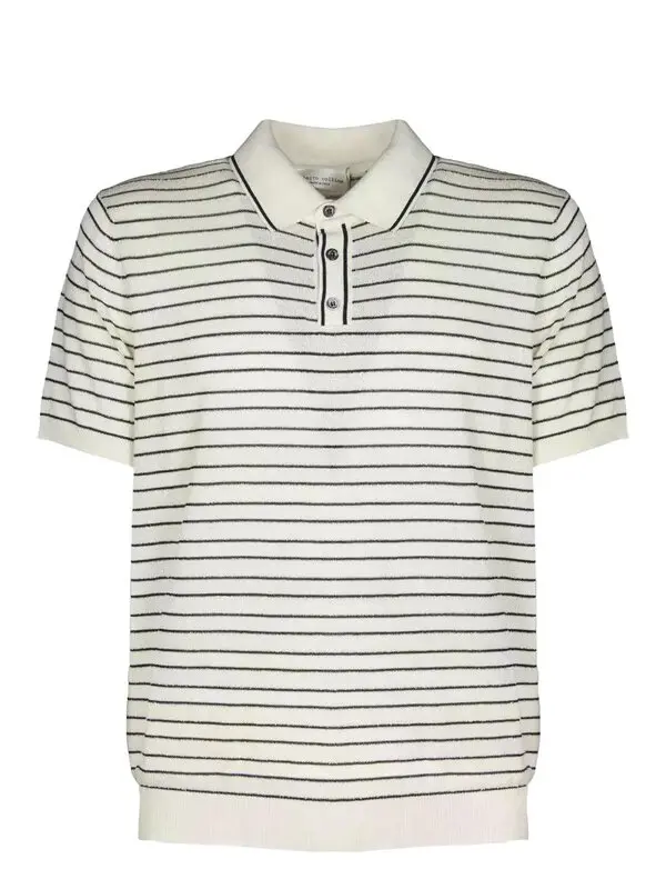 ROBERTO COLLINA Striped-knit Polo Shirt - Neutrals
