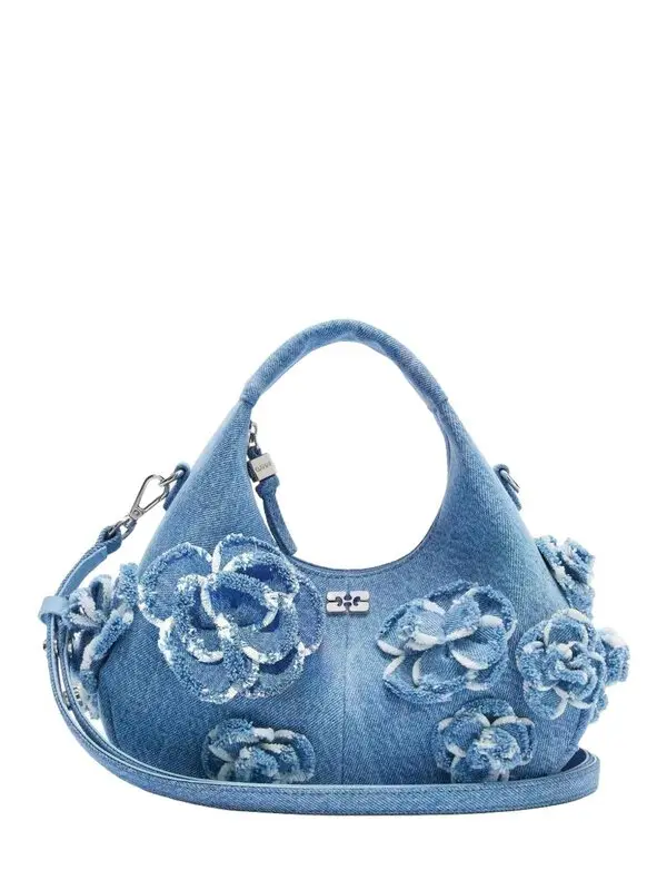 GANNI Floral Appliqué Tote Bag - Blue