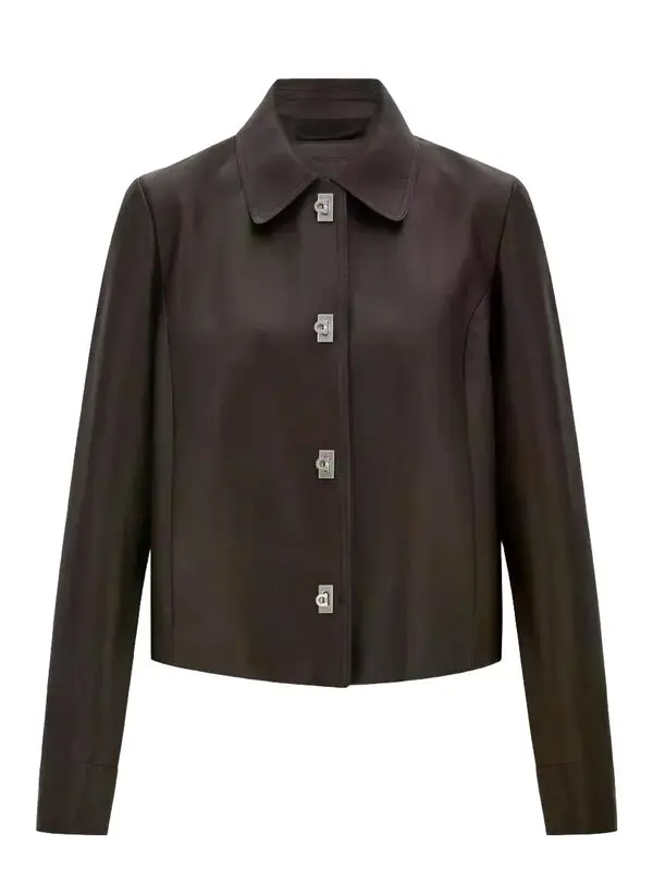 FERRAGAMO Boxy Nubuck Jacket With Gancini Buttons - Brown