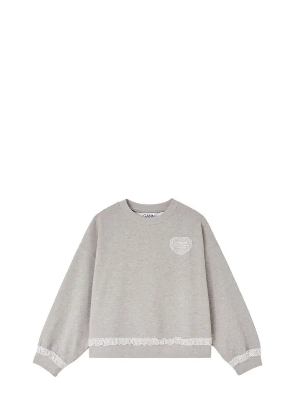 GANNI Isoli Sweatshirt With Lace Detail - Gray