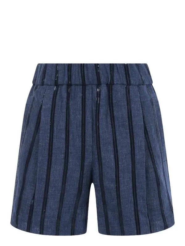 Brunello Cucinelli Striped Pleated Shorts - Blue