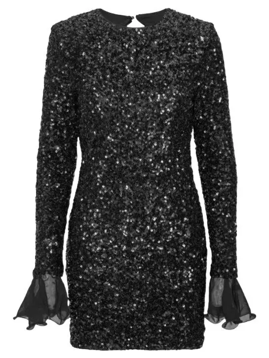 ROTATE BY BIRGER CHRISTENSEN Open Back Sequin Mini Dress - Black